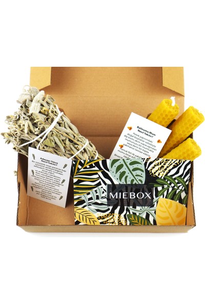 Miebox Arınma ve Enerji Başlangıç Seti ( Adaçayı Tütsü ve 3 Organik Balmumu Mum ) Miebox Arınma ve Enerji Başlangıç Seti ( Adaçayı Tütsü ve 3 Organik Balmumu Mum )