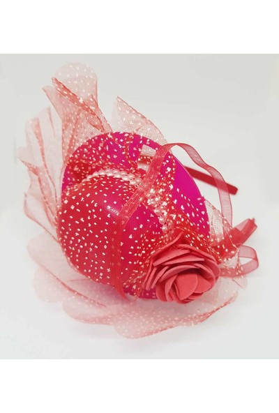 Ceyyiz Kına Gecesi Tek Güllü Mini Şapkalı Nedime Tacı Kırmızı
