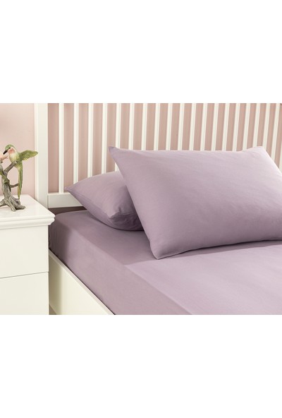English Home Düz Pamuk Tek Kişilik Lastikli Çarşaf Takımı 100X200 cm Leylak