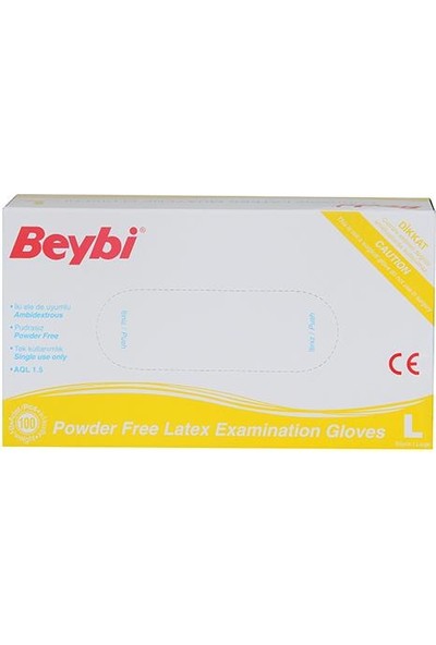 Beybi Pudrasız Lateks Eldiven 100'LÜ (Large) - 20 Paket - 1 Koli Beybi Pudrasız Lateks Eldiven 100'LÜ (Large) - 20 Paket - 1 Koli