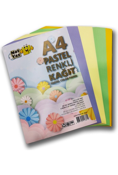 Notyaz A4 Pastel 100 Yaprak 4 Renk