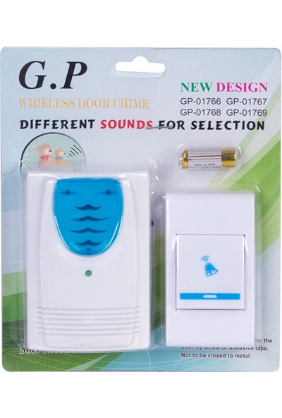 GP G.p Kablosuz Kapı Zili Pilli Müzikli GP-01770 GP G.p Kablosuz Kapı Zili Pilli Müzikli GP-01770