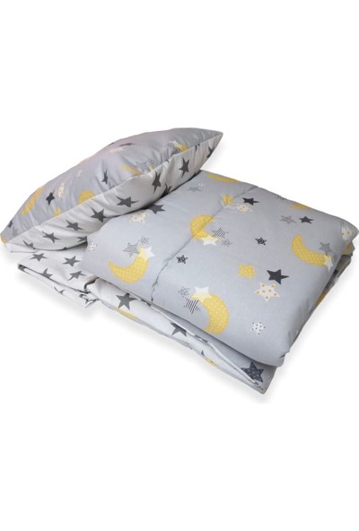 Bebek Özel %100 Pamuklu Bebek/çocuk Yastık Çarşaf Yorgan Seti Gri Zemin Sarı Hilal/yıldızlı Bebek Özel %100 Pamuklu Bebek/çocuk Yastık Çarşaf Yorgan Seti Gri Zemin Sarı Hilal/yıldızlı