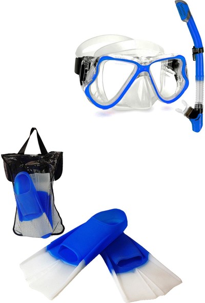 Avessa Premium Çocuk Dalış Seti Şnorkel Set Mavi & Palet Mavi (30-32)