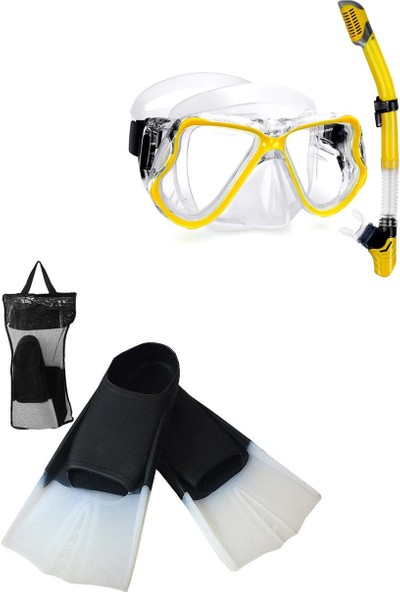 Avessa Premium Dalış Seti Şnorkel Set Sarı & Palet Siyah (39-41)