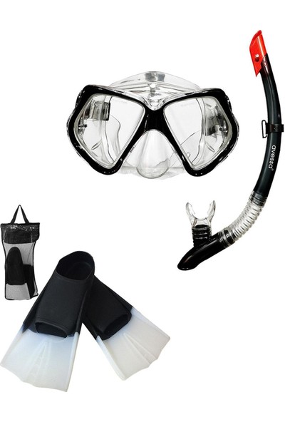 Avessa Premium Yetişkin Dalış Seti Siyah Şnorkel Set & Siyah Palet (39-41)