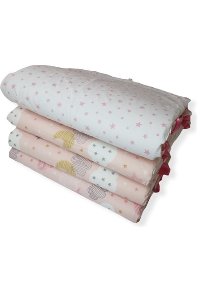 Bebek Özel Bebek Çocuk Beşik Kenar Koruma (4 Parça) Somon Bulutlu/pembe Yıldızlı Bebek Özel Bebek Çocuk Beşik Kenar Koruma (4 Parça) Somon Bulutlu/pembe Yıldızlı