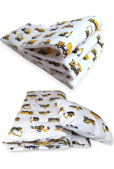 Bebek Özel Bebek/çocuk Uyku Seti Iş Makineli Desen 7 Parça