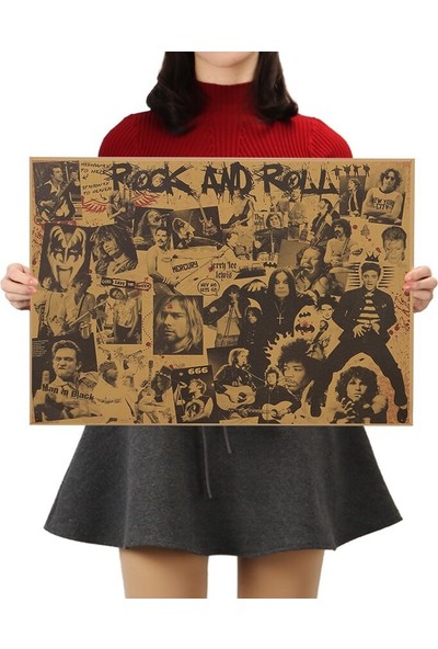 Caph Design Rock And Roll Vintage Kraft Poster - 35X50 - Özel Kutulu Caph Design Rock And Roll Vintage Kraft Poster - 35X50 - Özel Kutulu
