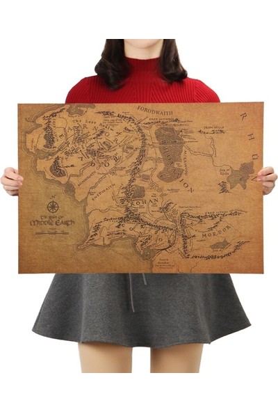 Caph Design Orta Dünya Haritası - Yüzüklerin Efendisi Kraft Poster - 35X50 Caph Design Orta Dünya Haritası - Yüzüklerin Efendisi Kraft Poster - 35X50
