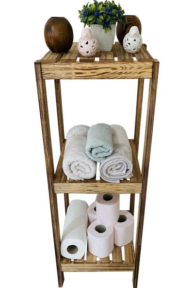 Deha Moda 3 Katlı Dekoratif Ahşap Banyo Rafı Ayakkabılık Banyo-Mutfak Düzenleyici 84X30X30