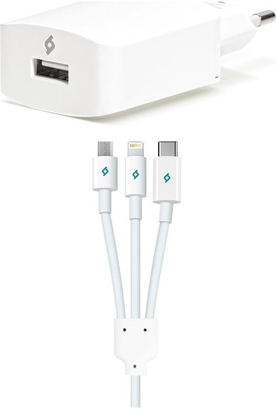 Ttec Speedcharger Universal Şarj Aleti 2.1A Micro Usb,lightning,type C Kablolu Beyaz Ttec Speedcharger Universal Şarj Aleti 2.1A Micro Usb,lightning,type C Kablolu Beyaz