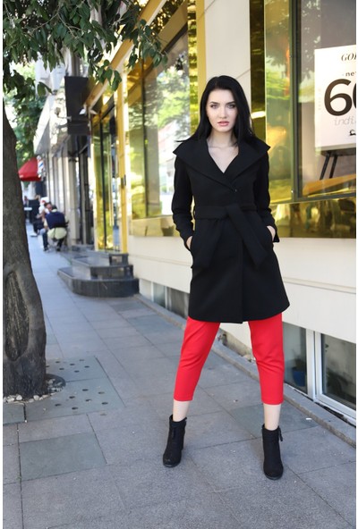 Mangosteen Kadın Siyah Kaşe Fit Kaban