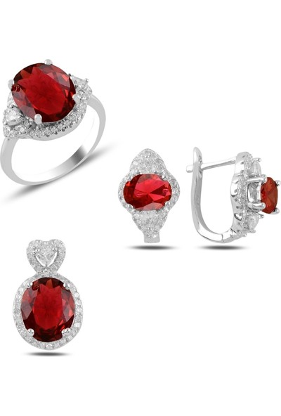 Gümüşhane Silver Garnet Zirkon Taşlı Set Gümüşhane Silver Garnet Zirkon Taşlı Set