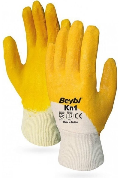Beybi Kn1 Nitril Sarı Iş Eldiveni 10 Beden (1 Paket:12 Çift)
