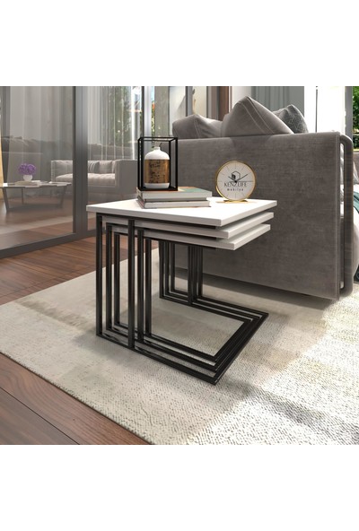 Larose zigon sehpa ginessa byz 3 lü (39x50x50x33-43x50x50)kare Larose zigon sehpa ginessa byz 3 lü (39x50x50x33-43x50x50)kare