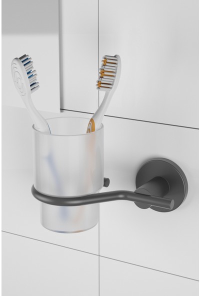 Mira Mat Siyah Paslanmaz Diş Fırçalık