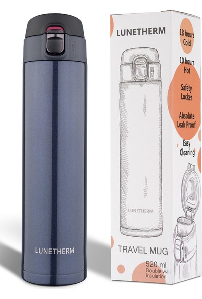 Lunetherm Sızdırmaz Vakumlu Çift Katmanlı Çelik Termos - Lacivert