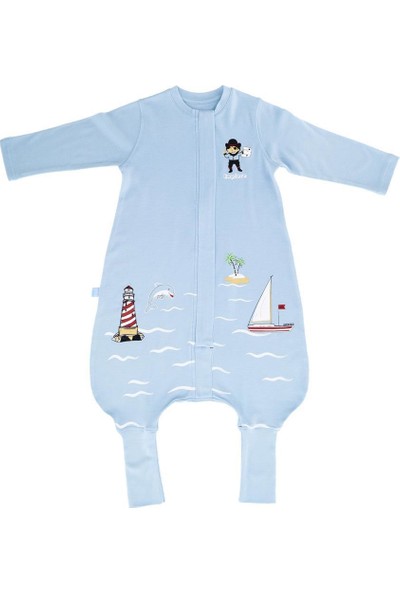 Merino Yün Marine Temalı Uzun Kollu Tek Katlı Çocuk Uyku Tulumu Merino Yün Marine Temalı Uzun Kollu Tek Katlı Çocuk Uyku Tulumu