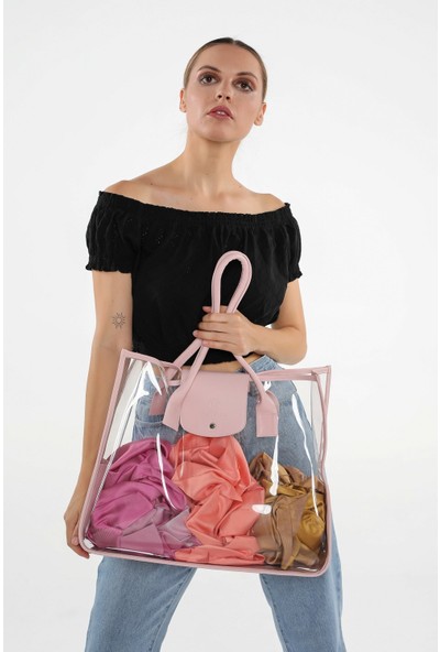 Hnb Çanta Plaj Çantası Madame Vera MV023 Pembe