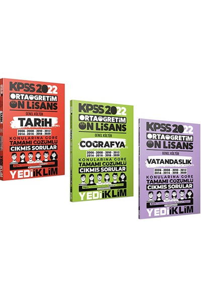 Yediiklim Yayınları 2022 KPSS Genel Kültür Ortaöğretim Ön Lisans Konularına Göre Tamamı Çözümlü Çıkmış Sorular Yediiklim Yayınları 2022 KPSS Genel Kültür Ortaöğretim Ön Lisans Konularına Göre Tamamı Çözümlü Çıkmış Sorular