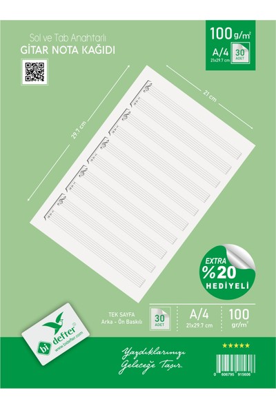 Bi Defter Gitar Nota Kağıdı Gitar ve Tab Anahtarlı Bi Defter Gitar Nota Kağıdı Gitar ve Tab Anahtarlı