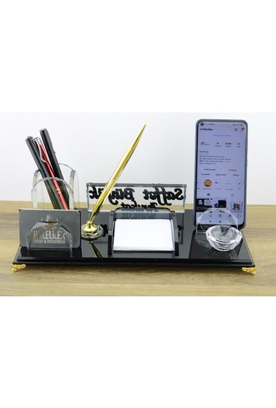 Hobi Tuning Kristal Masa Isimliği Vip Ofis Masa Üstü Isimlik Seti KB530