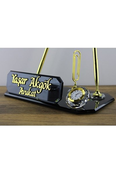 Hobi Tuning Kristal Masa Isimliği Vip Ofis Masa Üstü Isimlik Seti KB104