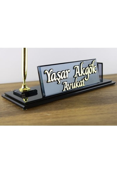 Hobi Tuning Kristal Masa Isimliği Vip Ofis Masa Üstü Isimlik Seti KB186