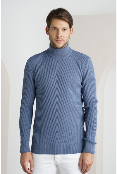 Tarz Cool Erkek Indigo Yürütme Örgü Balıkçı Yaka Triko KAZAK-TRZ1640R02S Tarz Cool Erkek Indigo Yürütme Örgü Balıkçı Yaka Triko KAZAK-TRZ1640R02S