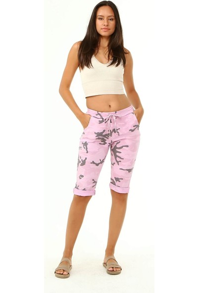 Luisido Kadın Italyan Lila Kamuflaj Desenli Skinny Bermuda Şort Luisido Kadın Italyan Lila Kamuflaj Desenli Skinny Bermuda Şort