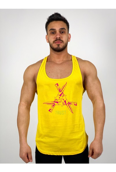 Sarı Erkek Regular Fit -Pink Trust Sword- Baskılı Sporcu Atlet Sarı Erkek Regular Fit -Pink Trust Sword- Baskılı Sporcu Atlet