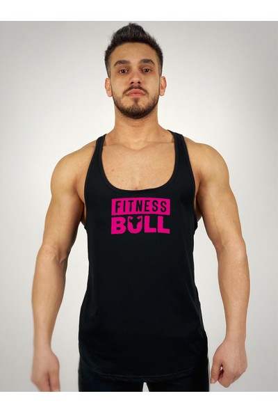 Siyah Erkek Regular Fit -Pink Fitness Bull- Baskılı Sporcu Atlet Siyah Erkek Regular Fit -Pink Fitness Bull- Baskılı Sporcu Atlet