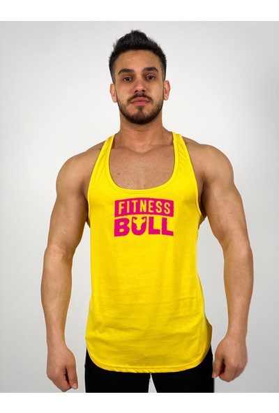 Sarı Erkek Regular Fit -Pink Fitness Bull- Baskılı Sporcu Atlet Sarı Erkek Regular Fit -Pink Fitness Bull- Baskılı Sporcu Atlet