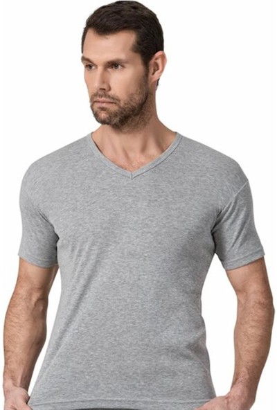 Namaldı 2 Adet Gri Renk Ribana V Yaka Fanila Namaldı 2 Adet Gri Renk Ribana V Yaka Fanila