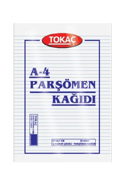 Tokaç Parşömen Kağıdı A4 50'li Çizgili