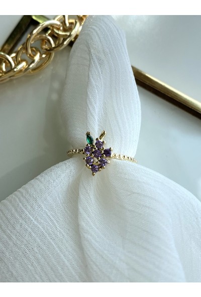 Misshing Kadın Üzüm Detay Ayarlanabilir Yüzük