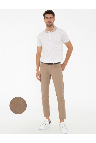 Pierre Cardin Kahverengi Slim Fit Chino Pantolon 50235737-VR052 Pierre Cardin Kahverengi Slim Fit Chino Pantolon 50235737-VR052