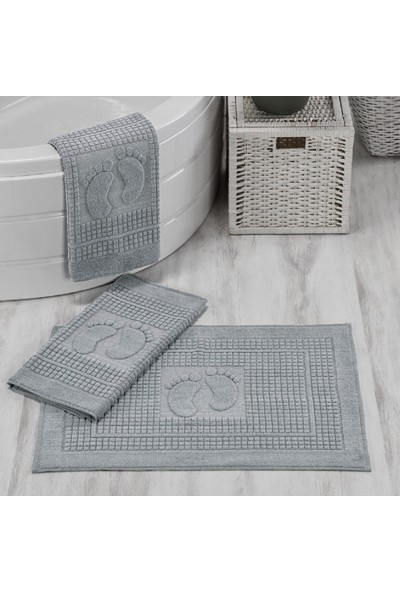 Regule 3'lü Ayak Havlusu Paspas Seti Ayak Çizgili Gri x 3 Adet