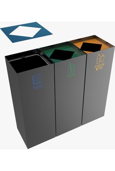 Ovata 3'lü Fırın Boyalı Paslanmaz Metal Siyah Sıfır Atık Kutusu Geri Dönüşüm Ünitesi Ovata 3'lü Fırın Boyalı Paslanmaz Metal Siyah Sıfır Atık Kutusu Geri Dönüşüm Ünitesi