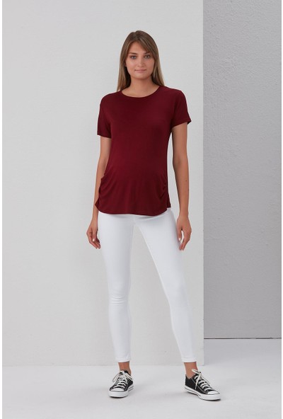 Işşıl 0788-VISKON Körüklü Düz Hamile Kısa Kol T-Shirt