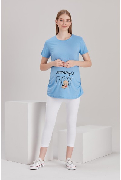 Işşıl 4476-ANNESININ Oğlu Viskon Hamile Kısa Kol T-Shirt