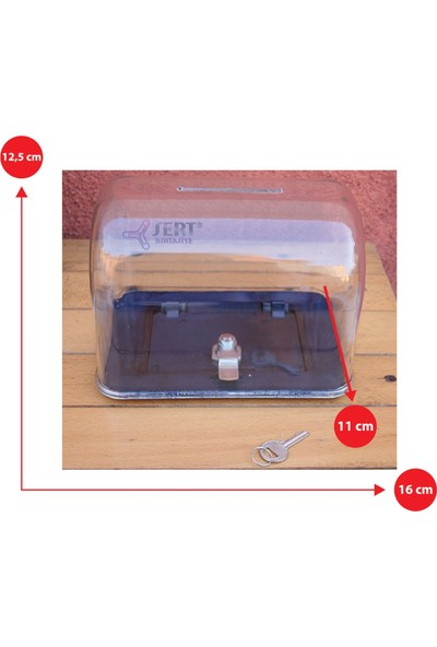 Sert Kırtasiye Şefafaf Plastik Kırılmaz Kilitli kumbara ve Bağış Kutusu