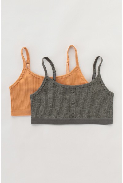 Penti Çok Renkli Teen Grey Button Rib 2li Yarım Atlet