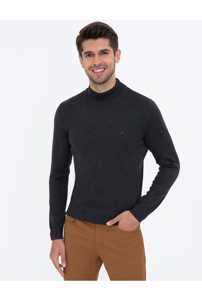 Pierre Cardin Antrasit Melanj Slim Fit Basic Yarım Balıkçı Yaka Kazak 50237780-VR081 Pierre Cardin Antrasit Melanj Slim Fit Basic Yarım Balıkçı Yaka Kazak 50237780-VR081
