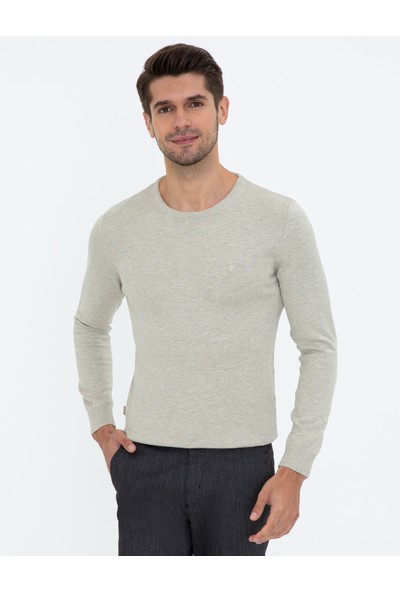 Pierre Cardin Kum Melanj Slim Fit Bisiklet Yaka Basic Triko Kazak 50237801-VR123 Pierre Cardin Kum Melanj Slim Fit Bisiklet Yaka Basic Triko Kazak 50237801-VR123