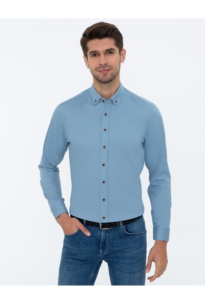 Pierre Cardin Mavi Regular Fit Gömlek 50238821-VR036