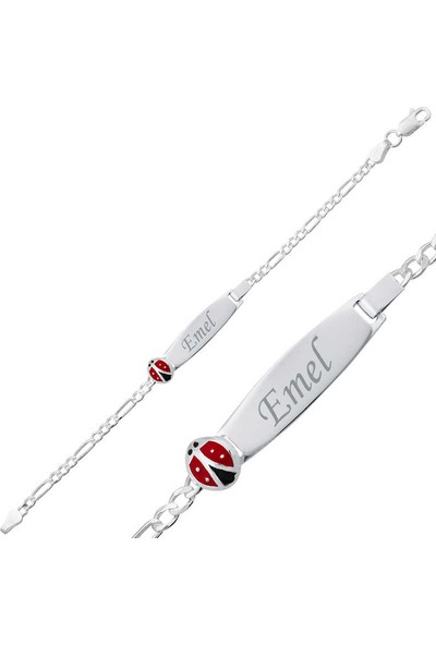 Gumush Gümüş Uğur Böceği Plaka Çocuk Bileklik