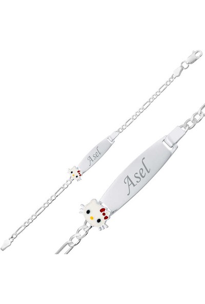 Gumush ​gümüş Kedi Plaka Çocuk Bileklik