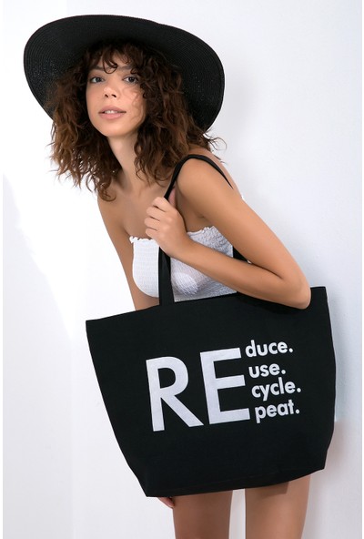 Dry&more Doğa Dostu Fermuar Detaylı Bez Plaj Çantası